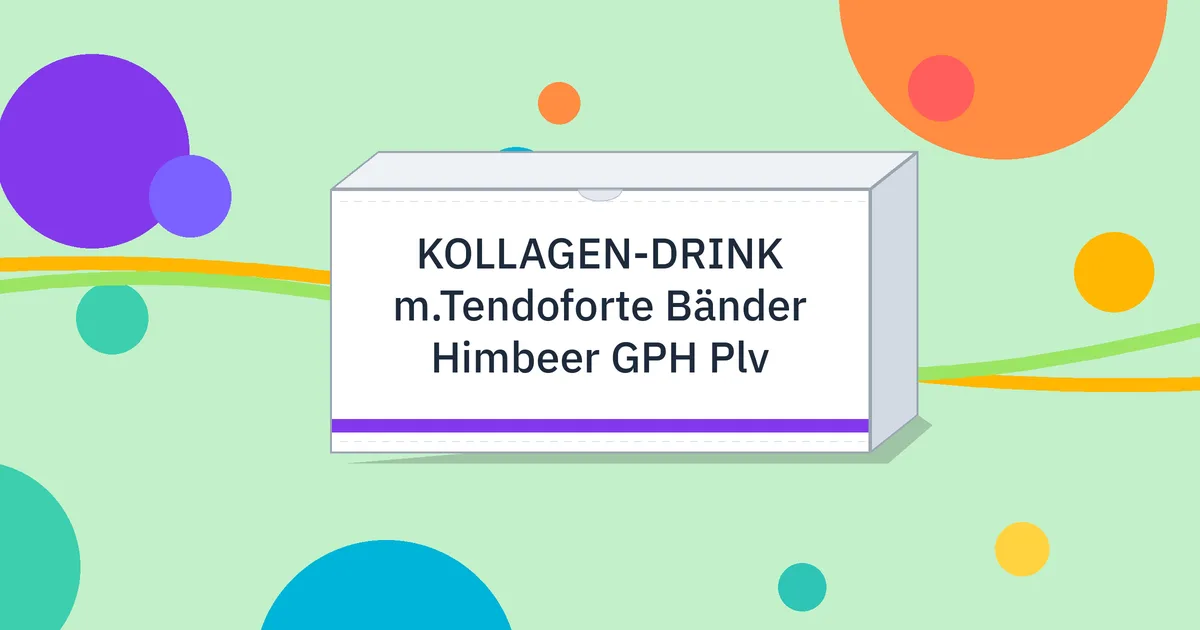 Symbolbild: Packung mit der Aufschrift KOLLAGEN-DRINK m.Tendoforte Bänder Himbeer GPH Plv (PZN 20808141) – Verfügbarkeit und Bezug in Apotheken in Frankfurt am Main
