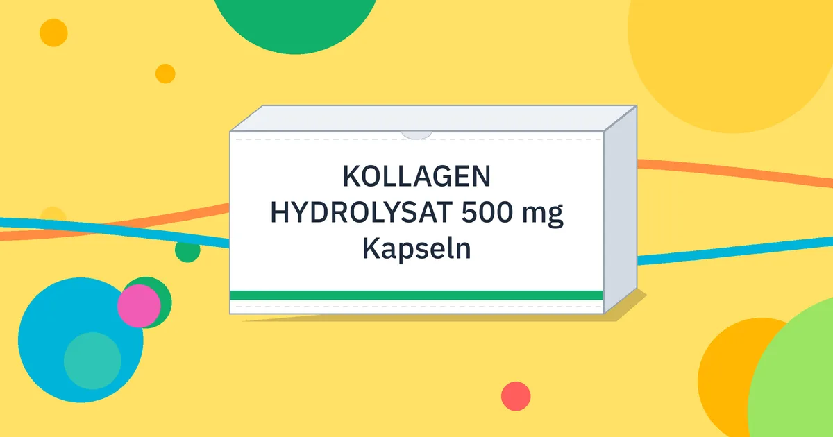 Symbolbild: Packung mit der Aufschrift KOLLAGEN HYDROLYSAT 500 mg Kapseln (PZN 09296048) – Verfügbarkeit und Bezug in Apotheken in Frankfurt am Main