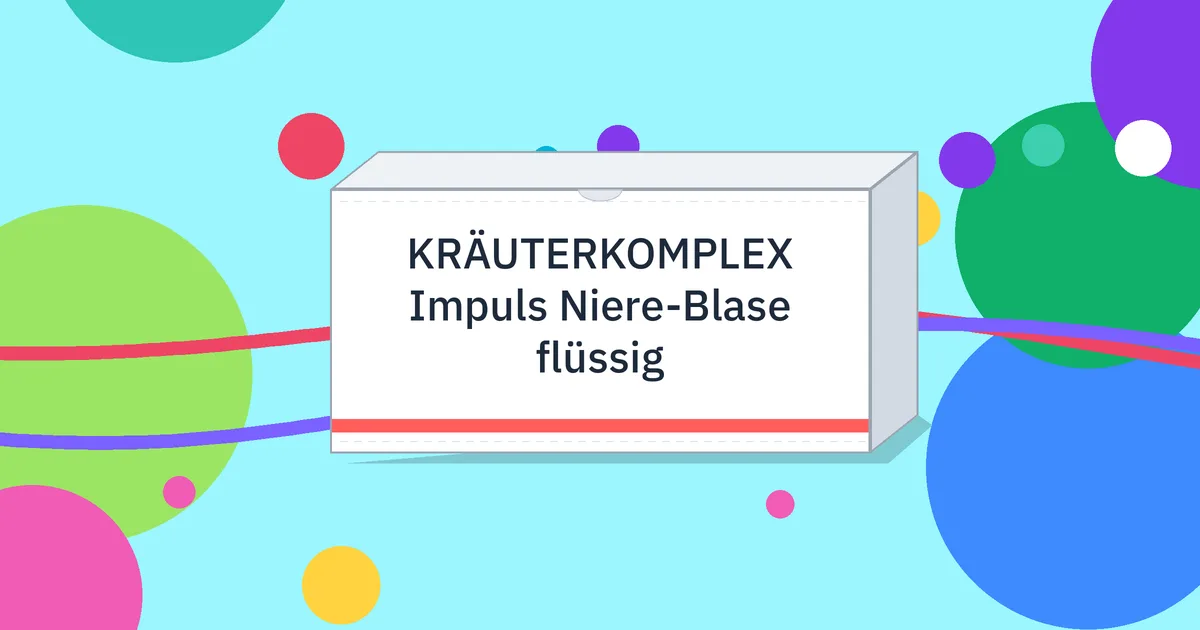 Symbolbild: Packung mit der Aufschrift KRÄUTERKOMPLEX Impuls Niere-Blase flüssig (PZN 10300223) – Verfügbarkeit und Bezug in Apotheken in Frankfurt am Main