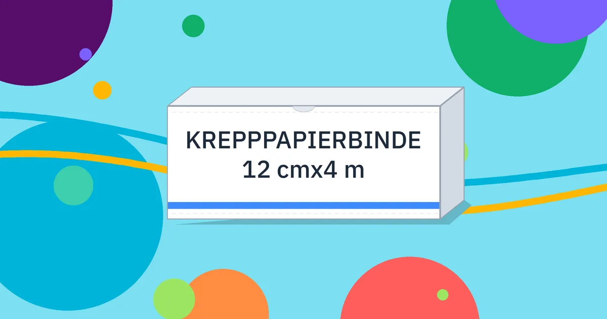 Symbolbild: Packung mit der Aufschrift KREPPPAPIERBINDE 12 cmx4 m (PZN 01225706) – Verfügbarkeit und Bezug in Apotheken in Frankfurt am Main