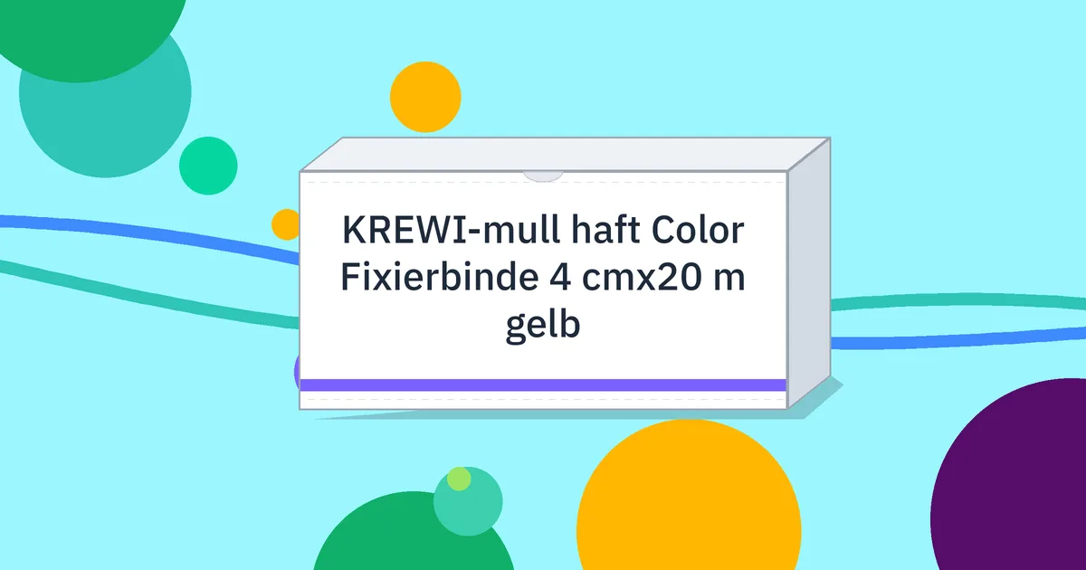 Symbolbild: Packung mit der Aufschrift KREWI-mull haft Color Fixierbinde 4 cmx20 m gelb (PZN 11338771) – Verfügbarkeit und Bezug in Apotheken in Frankfurt am Main