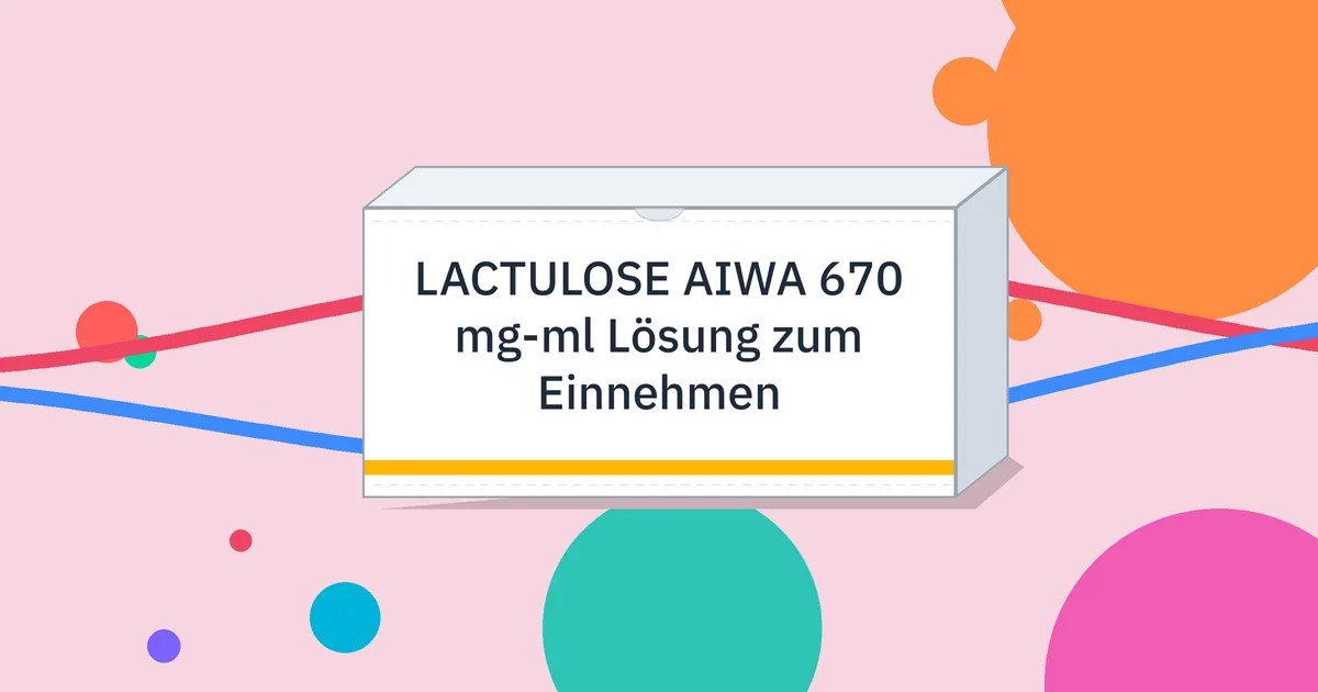 Symbolbild: Packung mit der Aufschrift LACTULOSE AIWA 670 mg-ml Lösung zum Einnehmen (PZN 13165300) – Verfügbarkeit und Bezug in Apotheken in Frankfurt am Main