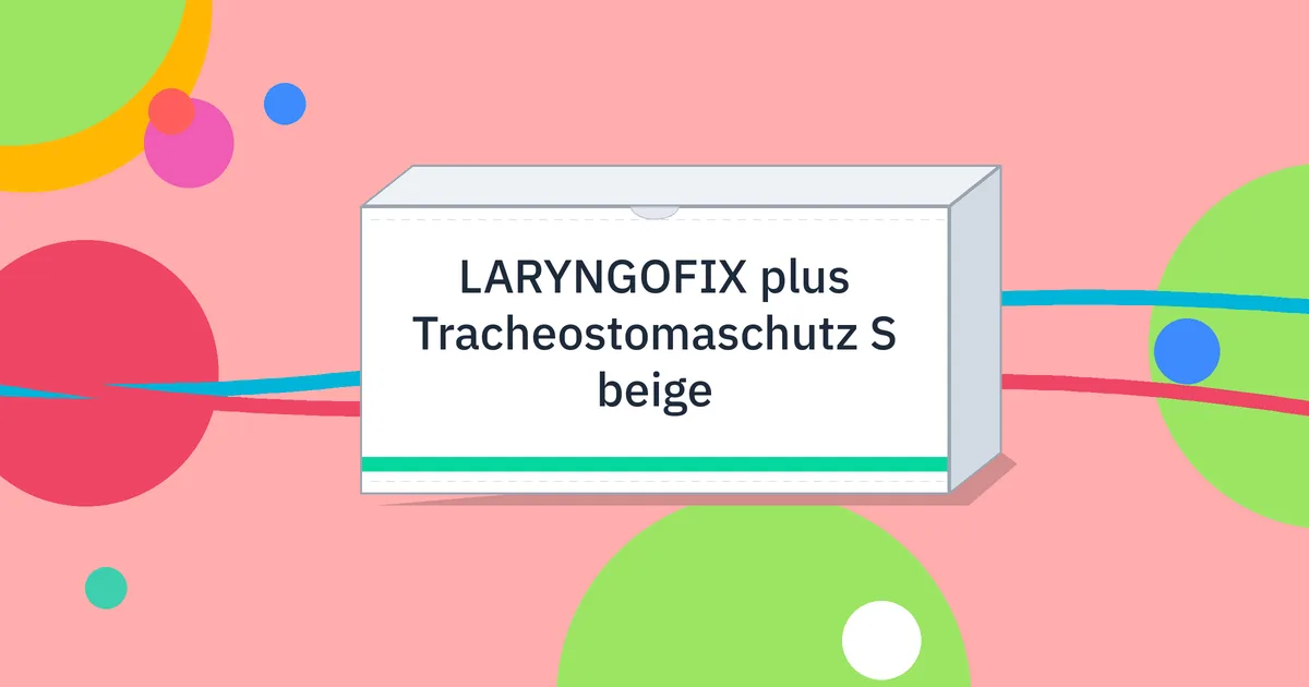 Symbolbild: Packung mit der Aufschrift LARYNGOFIX plus Tracheostomaschutz S beige (PZN 17925021) – Verfügbarkeit und Bezug in Apotheken in Frankfurt am Main
