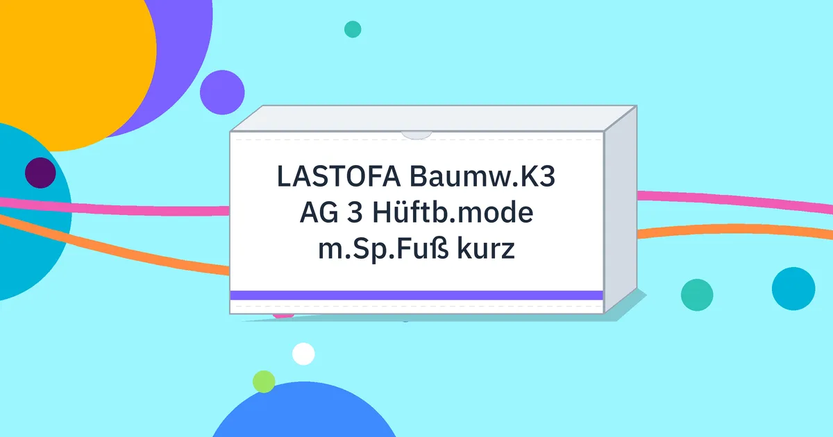 Symbolbild: Packung mit der Aufschrift LASTOFA Baumw.K3 AG 3 Hüftb.mode m.Sp.Fuß kurz (PZN 01956634) – Verfügbarkeit und Bezug in Apotheken in Frankfurt am Main