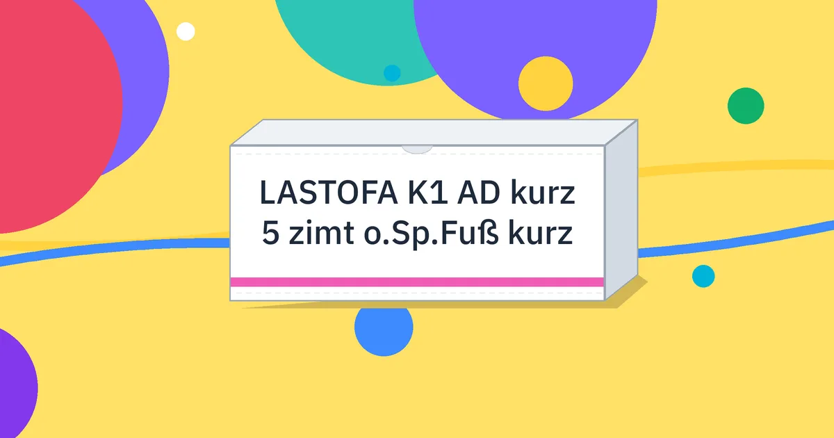 Symbolbild: Packung mit der Aufschrift LASTOFA K1 AD kurz 5 zimt o.Sp.Fuß kurz (PZN 13787763) – Verfügbarkeit und Bezug in Apotheken in Frankfurt am Main