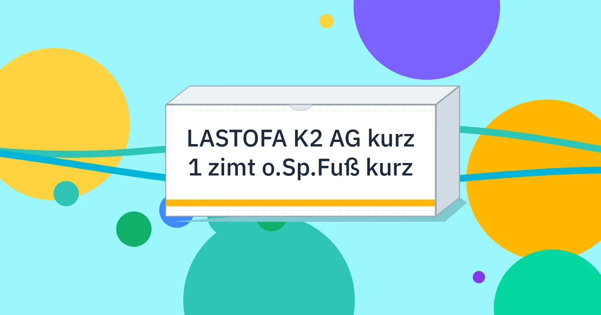 Symbolbild: Packung mit der Aufschrift LASTOFA K2 AG kurz 1 zimt o.Sp.Fuß kurz (PZN 13801954) – Verfügbarkeit und Bezug in Apotheken in Frankfurt am Main