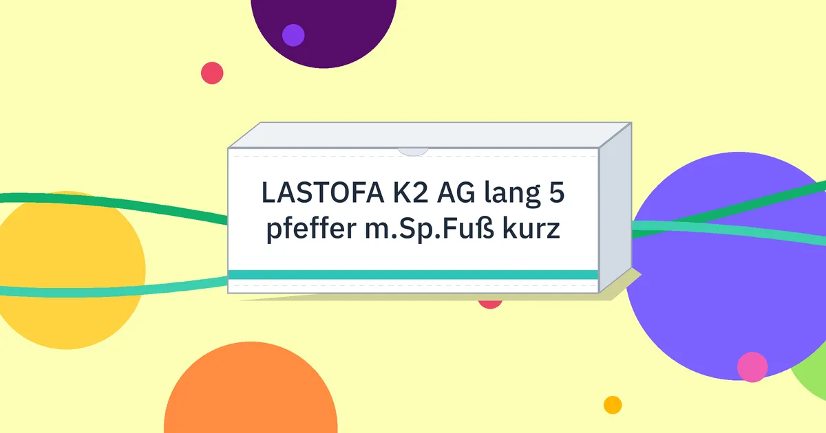 Symbolbild: Packung mit der Aufschrift LASTOFA K2 AG lang 5 pfeffer m.Sp.Fuß kurz (PZN 13806845) – Verfügbarkeit und Bezug in Apotheken in Frankfurt am Main