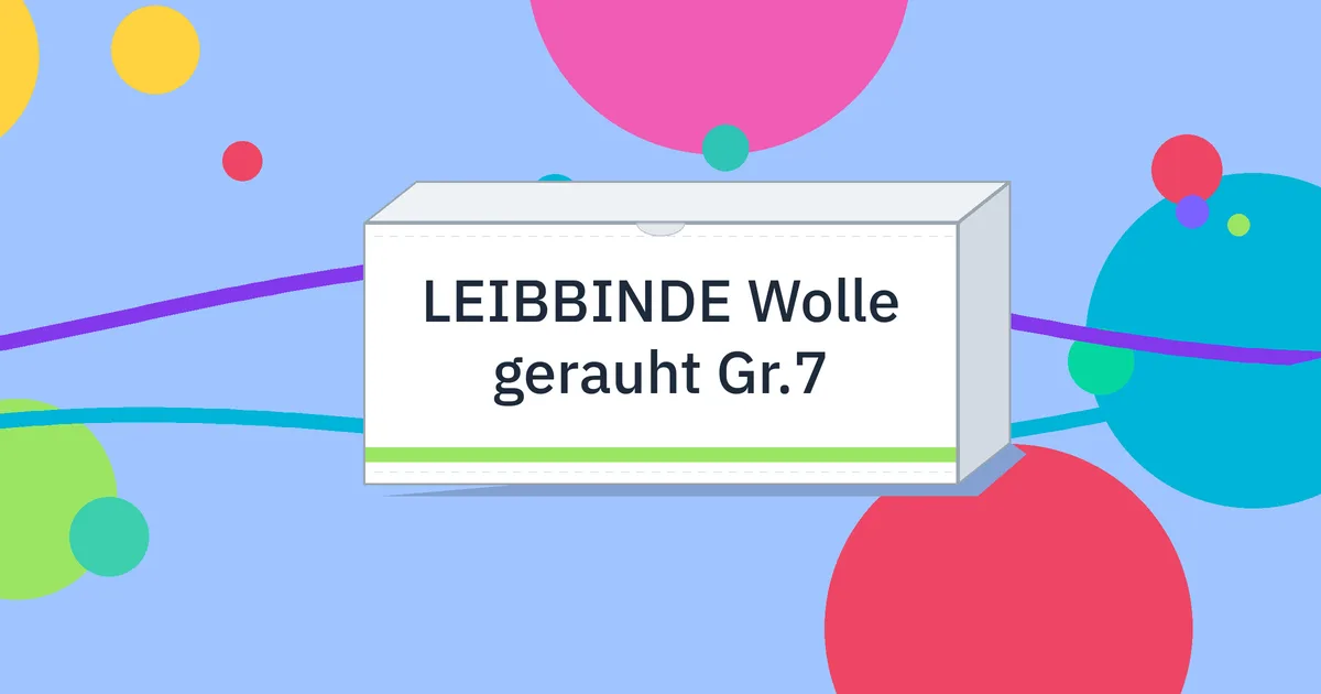 Symbolbild: Packung mit der Aufschrift LEIBBINDE Wolle gerauht Gr.7 (PZN 01731898) – Verfügbarkeit und Bezug in Apotheken in Frankfurt am Main