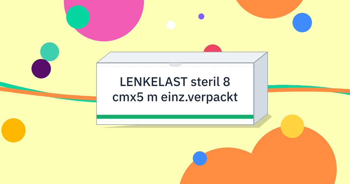 Symbolbild: Packung mit der Aufschrift LENKELAST steril 8 cmx5 m einz.verpackt (PZN 10931490) – Verfügbarkeit und Bezug in Apotheken in Frankfurt am Main