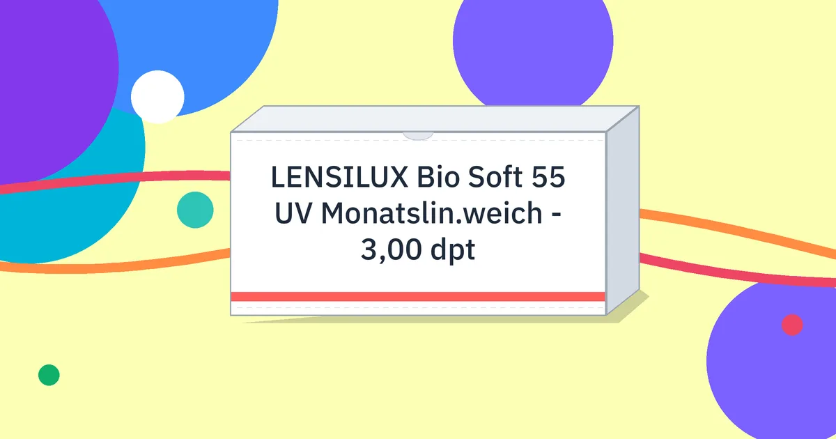 Symbolbild: Packung mit der Aufschrift LENSILUX Bio Soft 55 UV Monatslin.weich -3,00 dpt (PZN 20001705) – Verfügbarkeit und Bezug in Apotheken in Frankfurt am Main