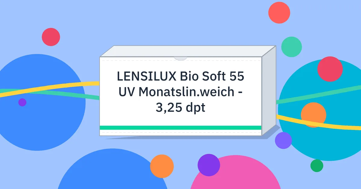 Symbolbild: Packung mit der Aufschrift LENSILUX Bio Soft 55 UV Monatslin.weich -3,25 dpt (PZN 20001734) – Verfügbarkeit und Bezug in Apotheken in Frankfurt am Main