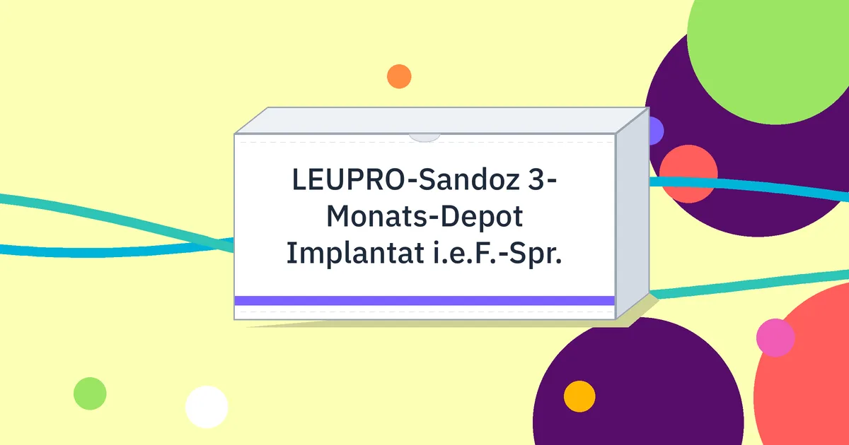 Symbolbild: Packung mit der Aufschrift LEUPRO-Sandoz 3-Monats-Depot Implantat i.e.F.-Spr. (PZN 19113652) – Verfügbarkeit und Bezug in Apotheken in Frankfurt am Main