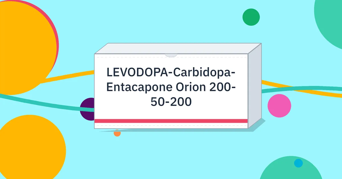 Symbolbild: Packung mit der Aufschrift LEVODOPA-Carbidopa-Entacapone Orion 200-50-200 (PZN 10057283) – Verfügbarkeit und Bezug in Apotheken in Frankfurt am Main