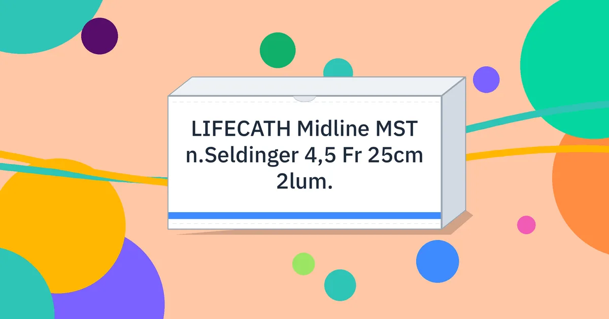 Symbolbild: Packung mit der Aufschrift LIFECATH Midline MST n.Seldinger 4,5 Fr 25cm 2lum. (PZN 15263030) – Verfügbarkeit und Bezug in Apotheken in Frankfurt am Main