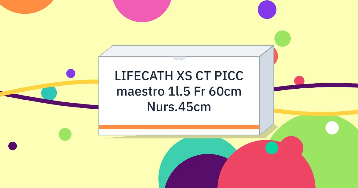 Symbolbild: Packung mit der Aufschrift LIFECATH XS CT PICC maestro 1l.5 Fr 60cm Nurs.45cm (PZN 19127766) – Verfügbarkeit und Bezug in Apotheken in Frankfurt am Main