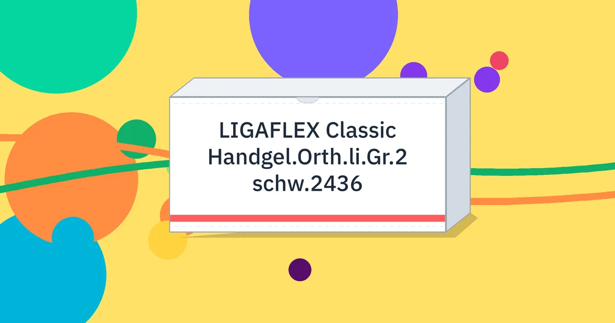 Symbolbild: Packung mit der Aufschrift LIGAFLEX Classic Handgel.Orth.li.Gr.2 schw.2436 (PZN 03770980) – Verfügbarkeit und Bezug in Apotheken in Frankfurt am Main