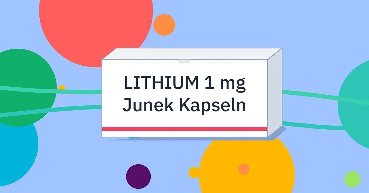 Symbolbild: Packung mit der Aufschrift LITHIUM 1 mg Junek Kapseln (PZN 19631826) – Verfügbarkeit und Bezug in Apotheken in Frankfurt am Main