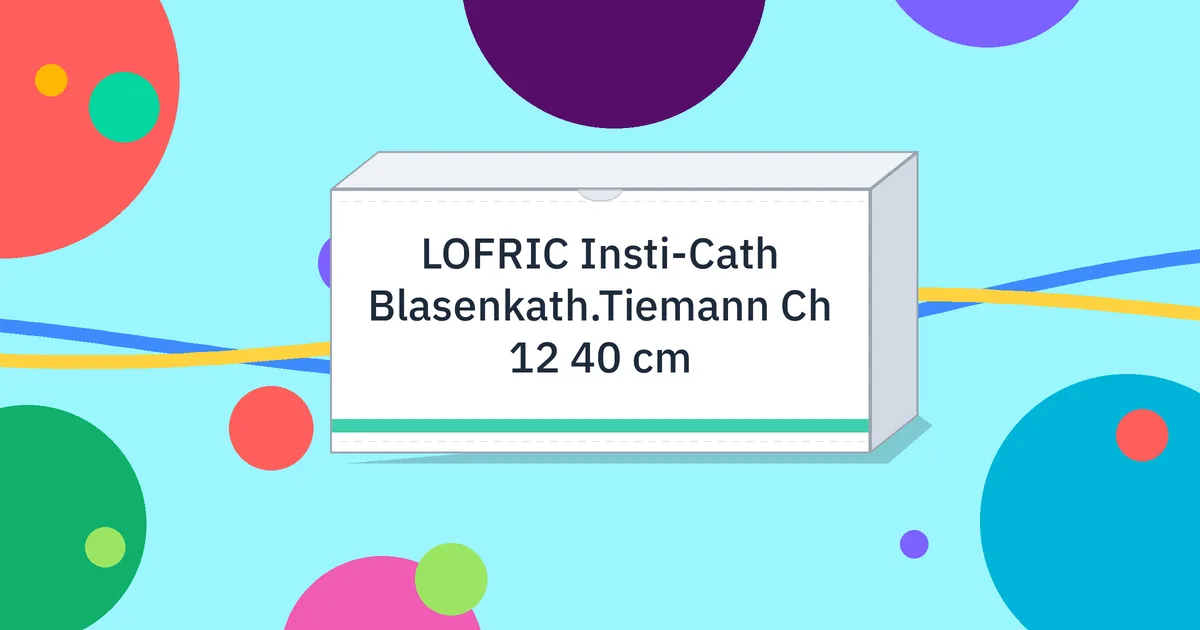Symbolbild: Packung mit der Aufschrift LOFRIC Insti-Cath Blasenkath.Tiemann Ch 12 40 cm (PZN 16672368) – Verfügbarkeit und Bezug in Apotheken in Frankfurt am Main