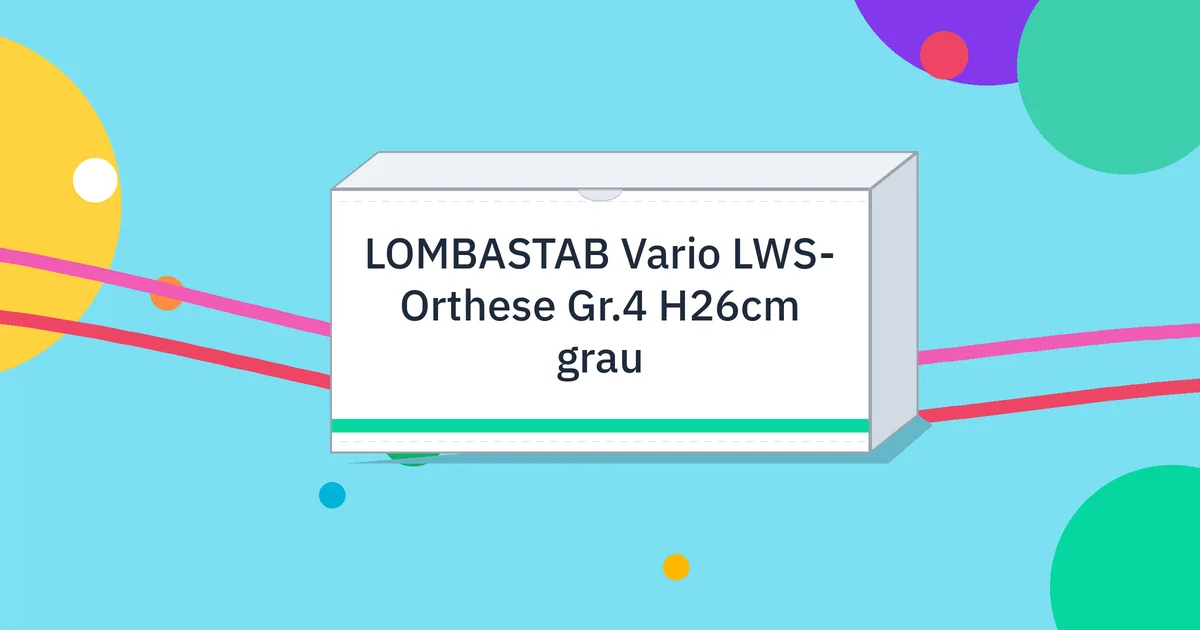 Symbolbild: Packung mit der Aufschrift LOMBASTAB Vario LWS-Orthese Gr.4 H26cm grau (PZN 12978774) – Verfügbarkeit und Bezug in Apotheken in Frankfurt am Main