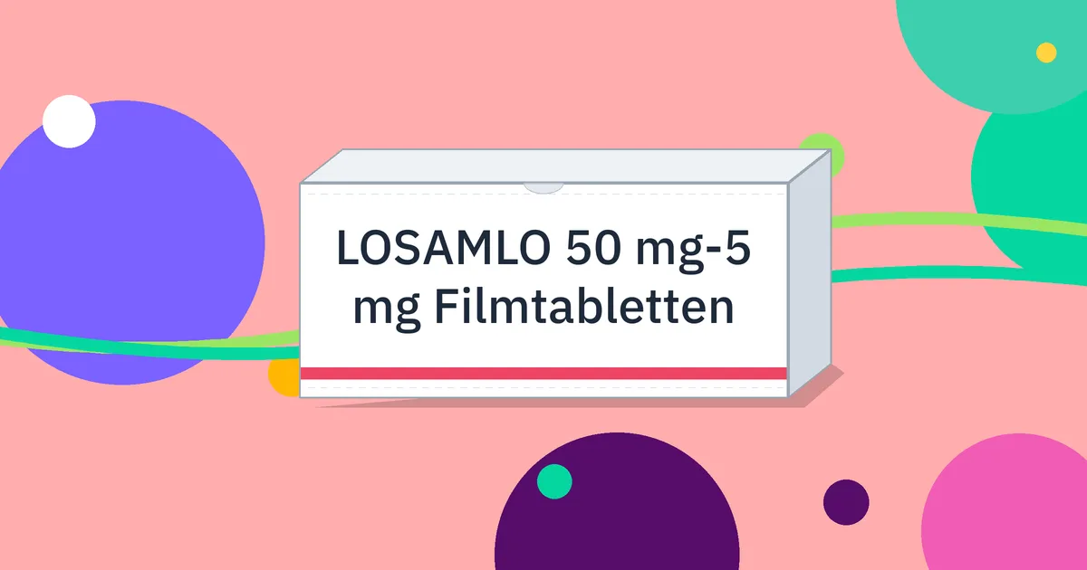Symbolbild: Packung mit der Aufschrift LOSAMLO 50 mg-5 mg Filmtabletten (PZN 10536279) – Verfügbarkeit und Bezug in Apotheken in Frankfurt am Main