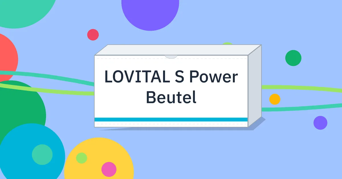 Symbolbild: Packung mit der Aufschrift LOVITAL S Power Beutel (PZN 15298301) – Verfügbarkeit und Bezug in Apotheken in Frankfurt am Main