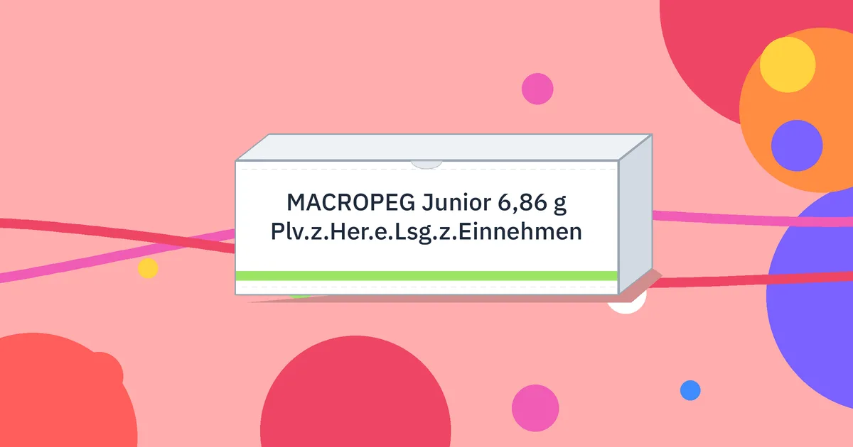 Symbolbild: Packung mit der Aufschrift MACROPEG Junior 6,86 g Plv.z.Her.e.Lsg.z.Einnehmen (PZN 18055800) – Verfügbarkeit und Bezug in Apotheken in Frankfurt am Main