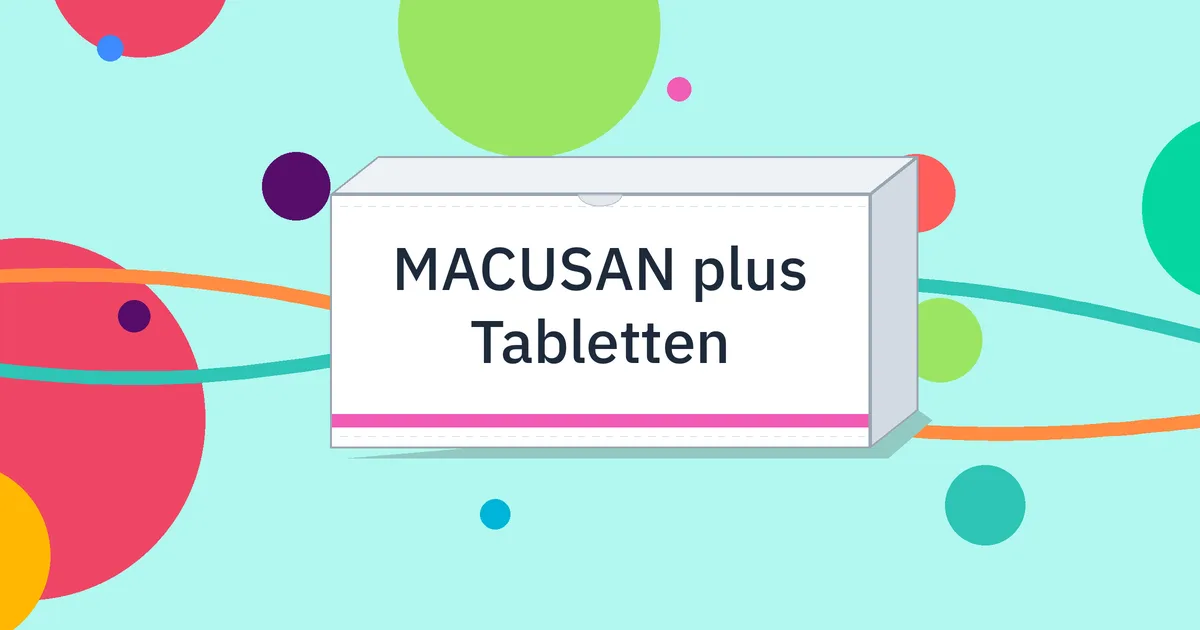 Symbolbild: Packung mit der Aufschrift MACUSAN plus Tabletten (PZN 06076984) – Verfügbarkeit und Bezug in Apotheken in Frankfurt am Main