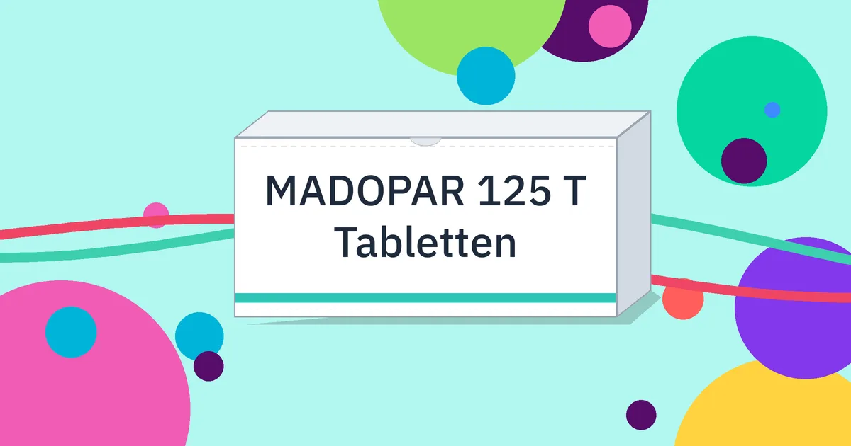 Symbolbild: Packung mit der Aufschrift MADOPAR 125 T Tabletten (PZN 03888606) – Verfügbarkeit und Bezug in Apotheken in Frankfurt am Main