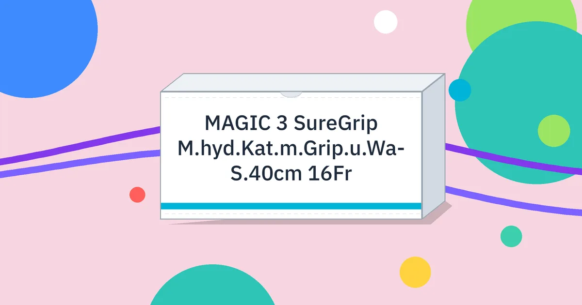 Symbolbild: Packung mit der Aufschrift MAGIC 3 SureGrip M.hyd.Kat.m.Grip.u.Wa-S.40cm 16Fr (PZN 11136837) – Verfügbarkeit und Bezug in Apotheken in Frankfurt am Main