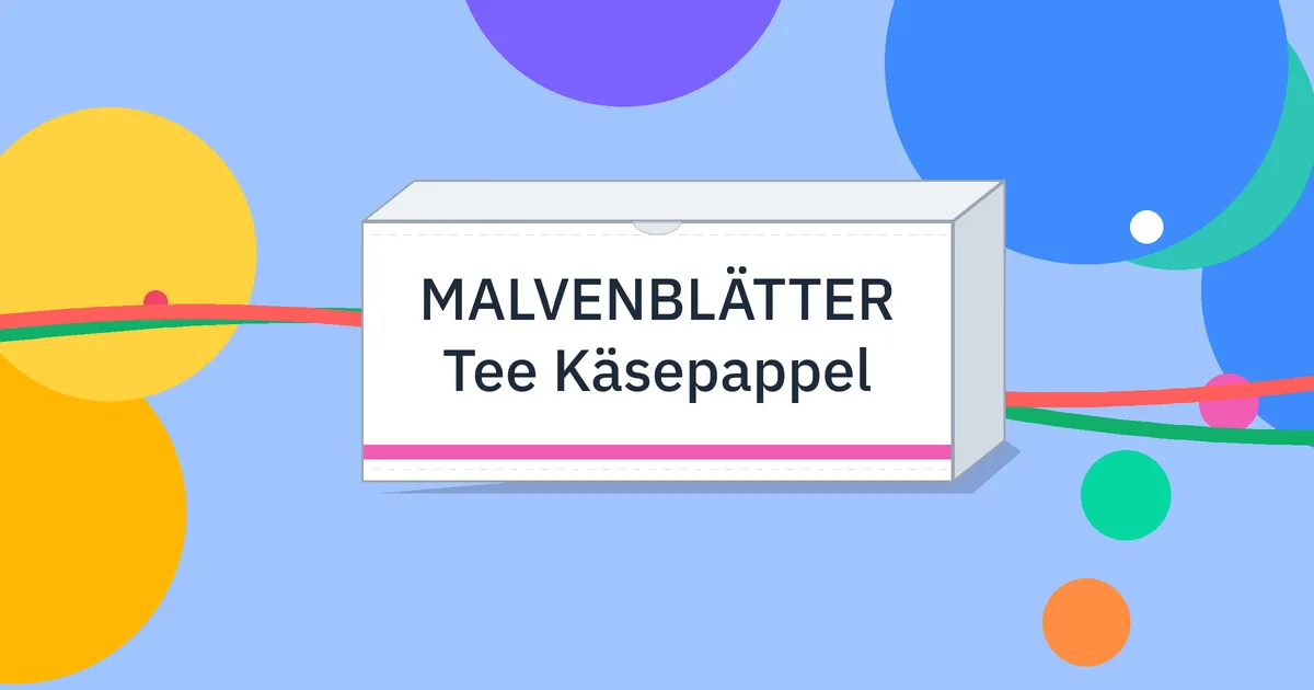 Symbolbild: Packung mit der Aufschrift MALVENBLÄTTER Tee Käsepappel (PZN 09941856) – Verfügbarkeit und Bezug in Apotheken in Frankfurt am Main