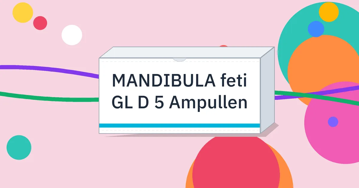 Symbolbild: Packung mit der Aufschrift MANDIBULA feti GL D 5 Ampullen (PZN 02934184) – Verfügbarkeit und Bezug in Apotheken in Frankfurt am Main