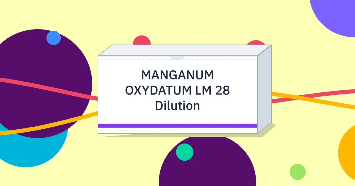 Symbolbild: Packung mit der Aufschrift MANGANUM OXYDATUM LM 28 Dilution (PZN 12944829) – Verfügbarkeit und Bezug in Apotheken in Frankfurt am Main