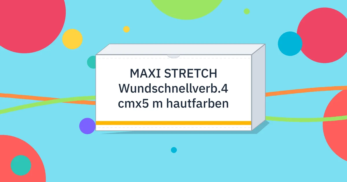 Symbolbild: Packung mit der Aufschrift MAXI STRETCH Wundschnellverb.4 cmx5 m hautfarben (PZN 08752573) – Verfügbarkeit und Bezug in Apotheken in Frankfurt am Main