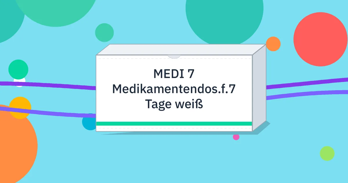 Symbolbild: Packung mit der Aufschrift MEDI 7 Medikamentendos.f.7 Tage weiß (PZN 03812431) – Verfügbarkeit und Bezug in Apotheken in Frankfurt am Main