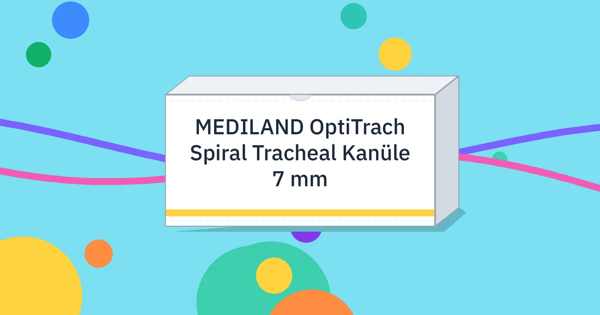 Symbolbild: Packung mit der Aufschrift MEDILAND OptiTrach Spiral Tracheal Kanüle 7 mm (PZN 07104820) – Verfügbarkeit und Bezug in Apotheken in Frankfurt am Main