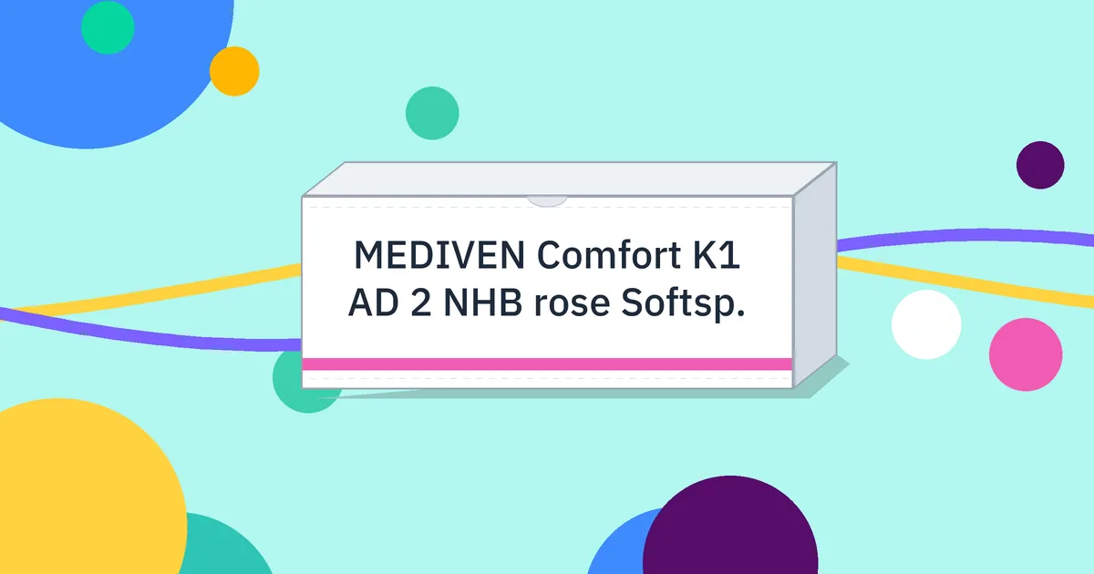 Symbolbild: Packung mit der Aufschrift MEDIVEN Comfort K1 AD 2 NHB rose Softsp. (PZN 14560292) – Verfügbarkeit und Bezug in Apotheken in Frankfurt am Main