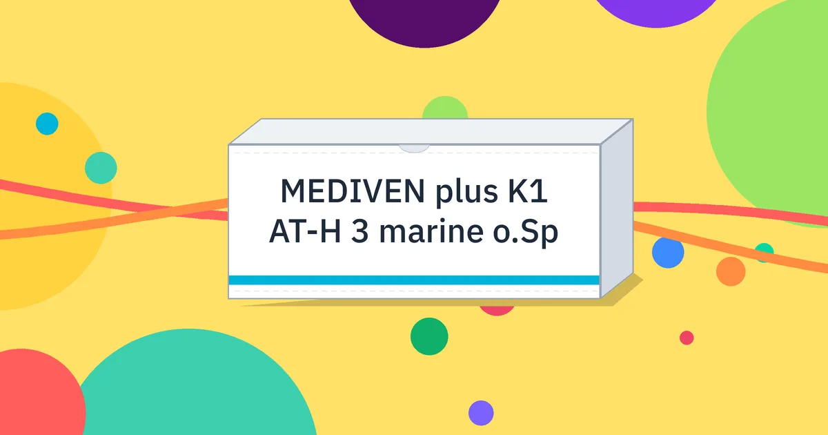 Symbolbild: Packung mit der Aufschrift MEDIVEN plus K1 AT-H 3 marine o.Sp (PZN 15035145) – Verfügbarkeit und Bezug in Apotheken in Frankfurt am Main