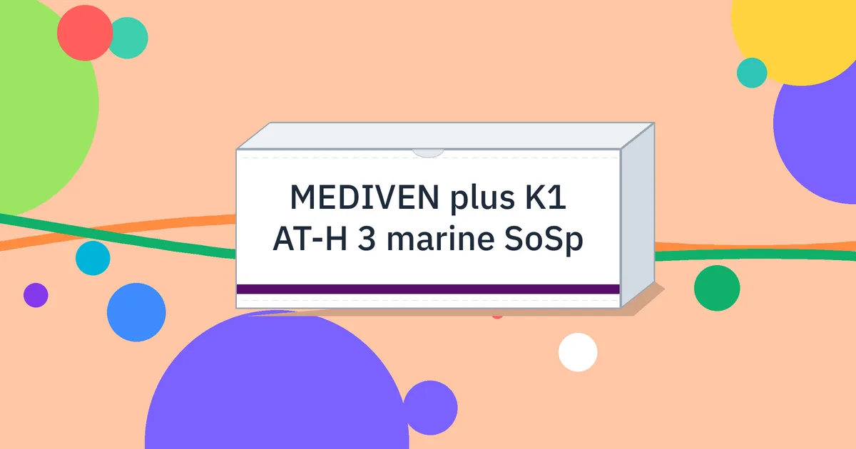 Symbolbild: Packung mit der Aufschrift MEDIVEN plus K1 AT-H 3 marine SoSp (PZN 15035292) – Verfügbarkeit und Bezug in Apotheken in Frankfurt am Main