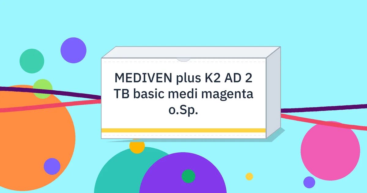 Symbolbild: Packung mit der Aufschrift MEDIVEN plus K2 AD 2 TB basic medi magenta o.Sp. (PZN 15094573) – Verfügbarkeit und Bezug in Apotheken in Frankfurt am Main