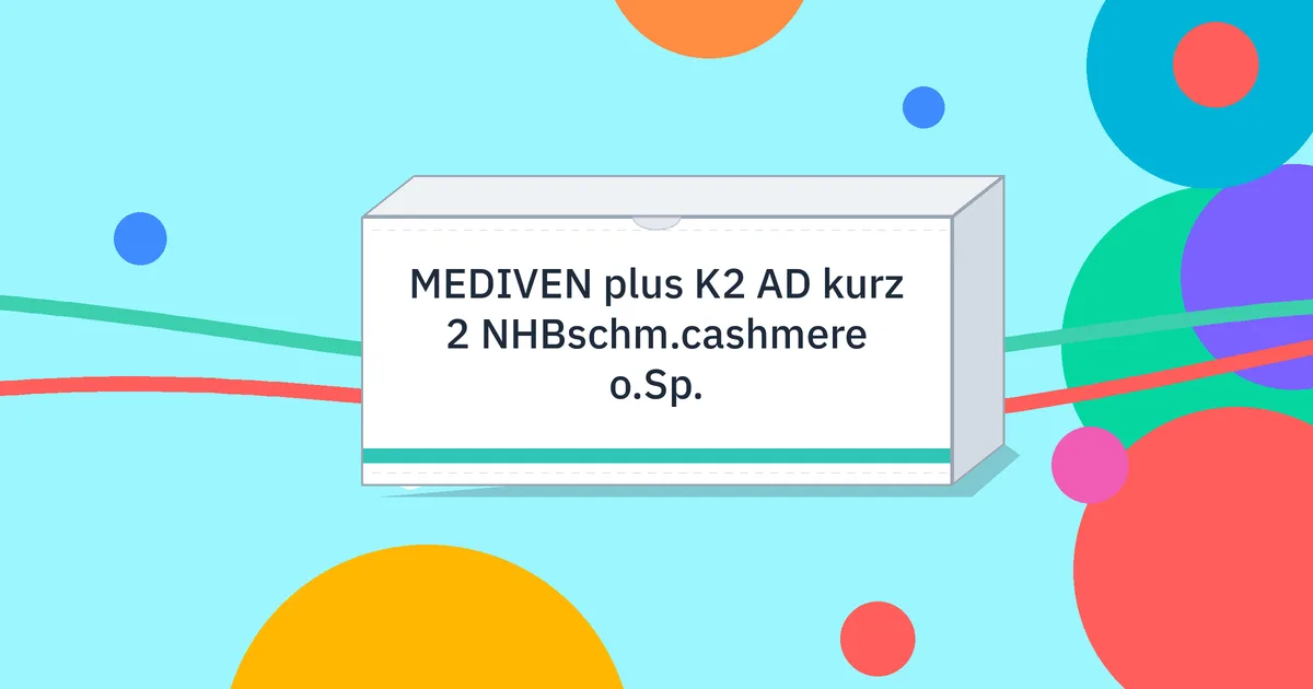 Symbolbild: Packung mit der Aufschrift MEDIVEN plus K2 AD kurz 2 NHBschm.cashmere o.Sp. (PZN 15926200) – Verfügbarkeit und Bezug in Apotheken in Frankfurt am Main