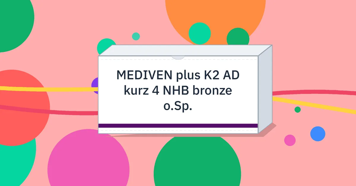 Symbolbild: Packung mit der Aufschrift MEDIVEN plus K2 AD kurz 4 NHB bronze o.Sp. (PZN 15925548) – Verfügbarkeit und Bezug in Apotheken in Frankfurt am Main