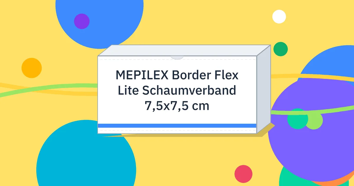 Symbolbild: Packung mit der Aufschrift MEPILEX Border Flex Lite Schaumverband 7,5x7,5 cm (PZN 18110433) – Verfügbarkeit und Bezug in Apotheken in Frankfurt am Main