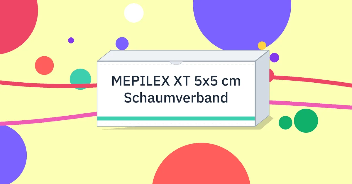 Symbolbild: Packung mit der Aufschrift MEPILEX XT 5x5 cm Schaumverband (PZN 16777883) – Verfügbarkeit und Bezug in Apotheken in Frankfurt am Main