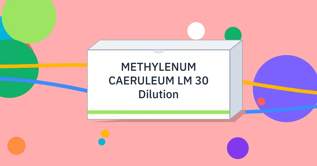 Symbolbild: Packung mit der Aufschrift METHYLENUM CAERULEUM LM 30 Dilution (PZN 13607235) – Verfügbarkeit und Bezug in Apotheken in Frankfurt am Main