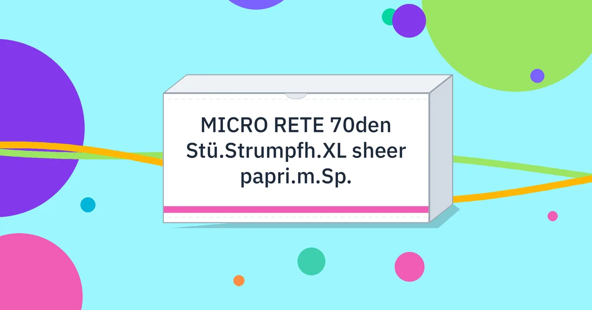 Symbolbild: Packung mit der Aufschrift MICRO RETE 70den Stü.Strumpfh.XL sheer papri.m.Sp. (PZN 06450508) – Verfügbarkeit und Bezug in Apotheken in Frankfurt am Main