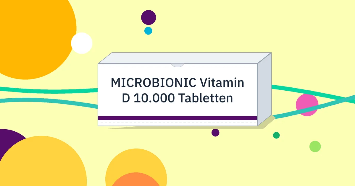 Symbolbild: Packung mit der Aufschrift MICROBIONIC Vitamin D 10.000 Tabletten (PZN 17580071) – Verfügbarkeit und Bezug in Apotheken in Frankfurt am Main