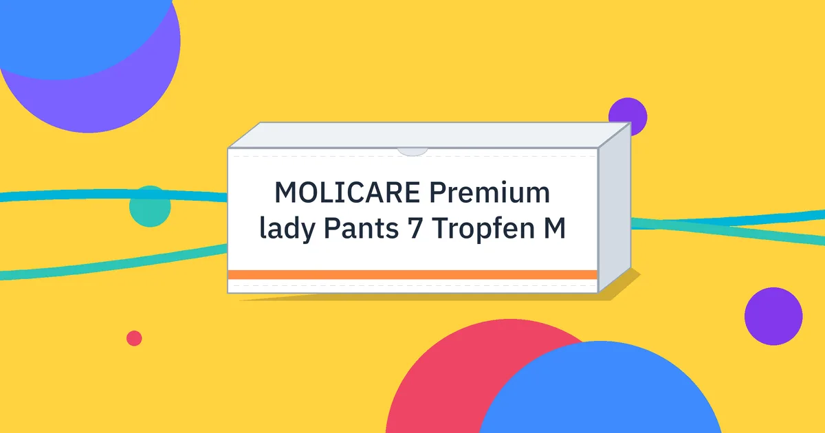 Symbolbild: Packung mit der Aufschrift MOLICARE Premium lady Pants 7 Tropfen M (PZN 18300814) – Verfügbarkeit und Bezug in Apotheken in Frankfurt am Main