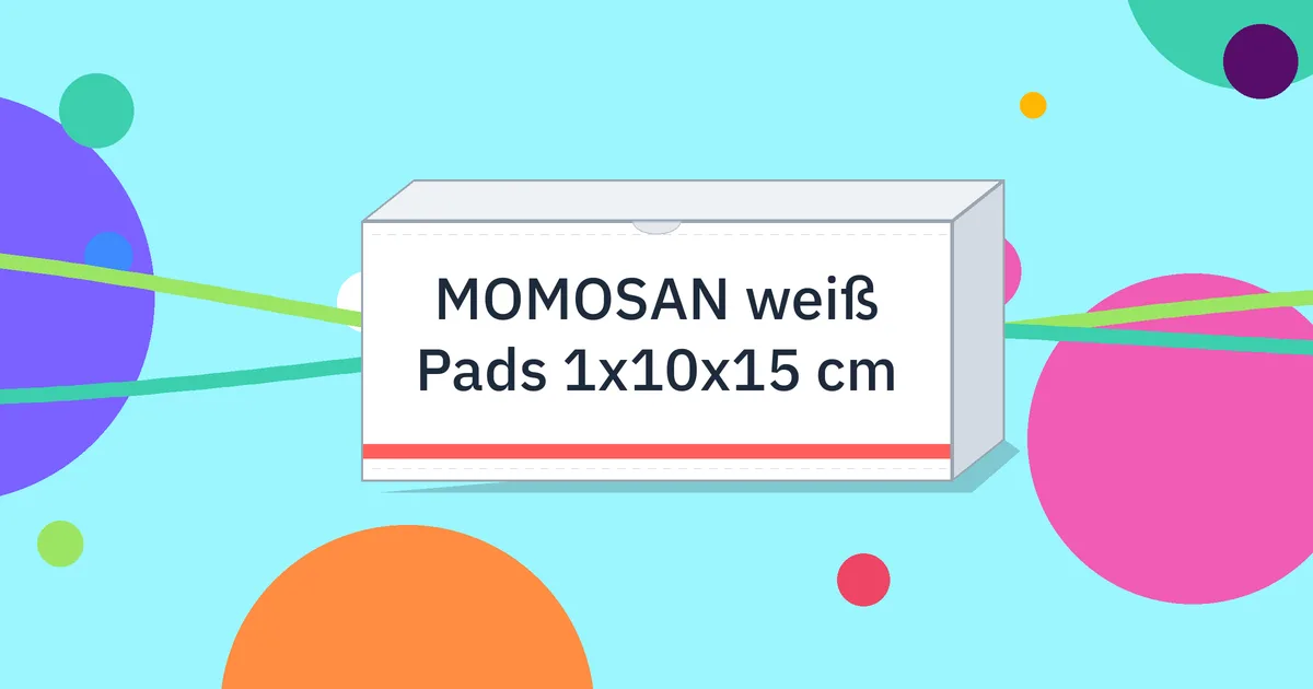 Symbolbild: Packung mit der Aufschrift MOMOSAN weiß Pads 1x10x15 cm (PZN 02411718) – Verfügbarkeit und Bezug in Apotheken in Frankfurt am Main