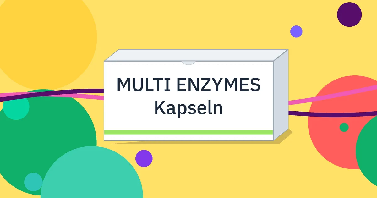 Symbolbild: Packung mit der Aufschrift MULTI ENZYMES Kapseln (PZN 00144905) – Verfügbarkeit und Bezug in Apotheken in Frankfurt am Main