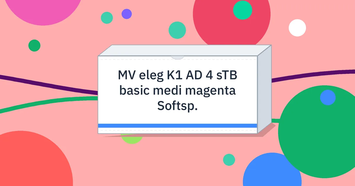 Symbolbild: Packung mit der Aufschrift MV eleg K1 AD 4 sTB basic medi magenta Softsp. (PZN 14619022) – Verfügbarkeit und Bezug in Apotheken in Frankfurt am Main